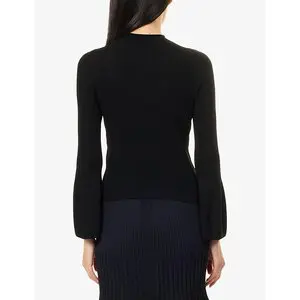 CFCL Soft Portrait Bell-sleeve Knitted Top - Black