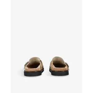 DUKE + DEXTER Winston Backless Suede Mules With Buckle Detail
