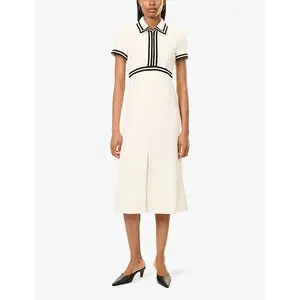 ME+EM Fit And Flare Textured Woven Midi Dress