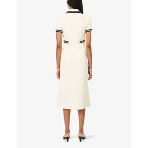 ME+EM Fit And Flare Textured Woven Midi Dress
