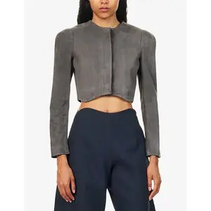 Alaïa Cropped Tailored Suede Jacket