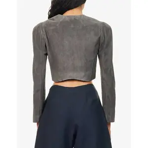 Alaïa Cropped Tailored Suede Jacket