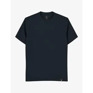 Boggi Milano Short-sleeved Branded-tab Stretch-cotton T-shirt - Black