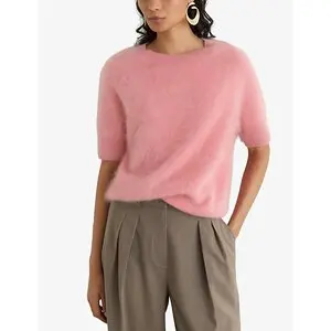 REISS Julia Short-sleeve Brushed-cashmere T-shirt