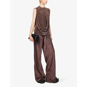 Rick Owens Drawstring Waist Patch Pocket Satin Trousers