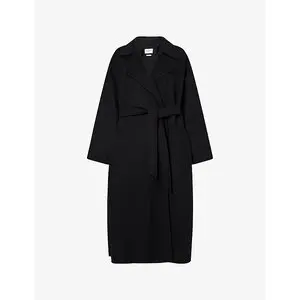 Max Mara Brushed Wool Belted Coat - Black