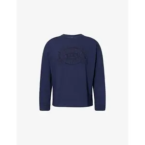 C.P. COMPANY Brand-embroidered Cotton T-shirt - Peacoat
