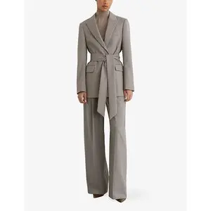 REISS Briony Belted-waist Single-breasted Wool-blend Blazer