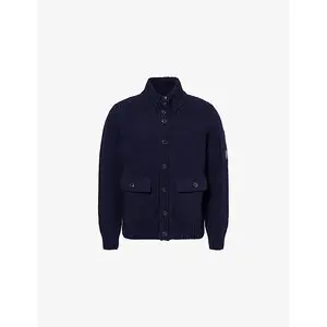 C.P. COMPANY Wool Knit Cardigan With Lens Detail - Total Eclipse