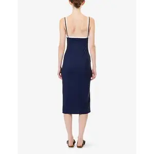 Miu Miu Logo Patch Layered Jersey Midi Dress
