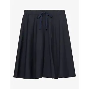 Prada Gathered Light Mohair Wool Midi Skirt
