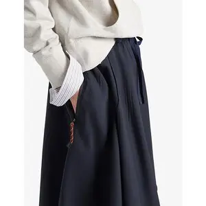 Prada Gathered Light Mohair Wool Midi Skirt