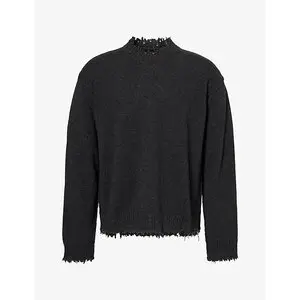 UMA WANG Long Sleeve Raw Edge Cashmere Jumper - Dark Grey