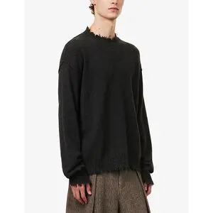 UMA WANG Long Sleeve Raw Edge Cashmere Jumper - Dark Grey