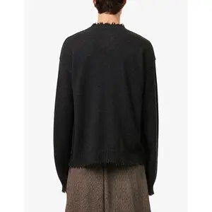 UMA WANG Long Sleeve Raw Edge Cashmere Jumper - Dark Grey