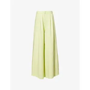 YASMINA Q Mia Wide-leg Cotton Trousers - Apple Mist