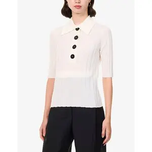 NACKIYE Nackiyé Wool Ribbed Polo Knit Top