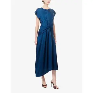 Victoria Beckham Aria Twisted-front Satin Midi Dress