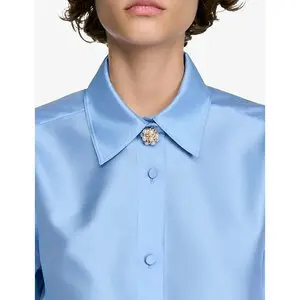 Sandro Embellished Collar Silk-blend Shirt