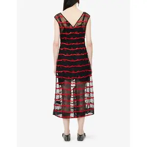 Simone Rocha Ripple Embroidered Mesh Midi Dress