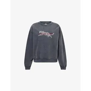 ANINE BING Spencer Embroidered Logo Cotton Sweatshirt - Black