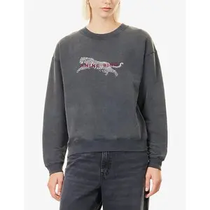 ANINE BING Spencer Embroidered Logo Cotton Sweatshirt