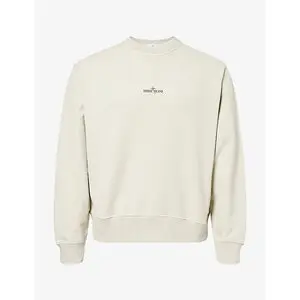 Stone Island Blur-compass Crew-neck Cotton Sweatshirt - Sand