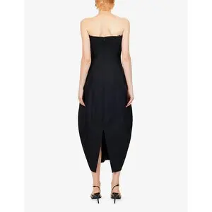 Khaite Strapless Wool And Silk-blend Midi Dress