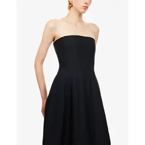 Khaite Strapless Wool And Silk-blend Midi Dress