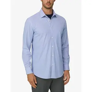 Boggi Milano Striped Long-sleeved Stretch-woven Shirt Xxl - Navy Blue