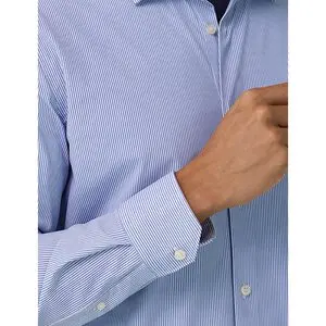 Boggi Milano Striped Long-sleeved Stretch-woven Shirt Xxl - Navy Blue