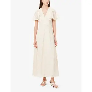 ME+EM V-neck Flared Lace Maxi Dress
