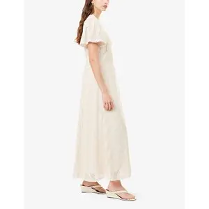 ME+EM V-neck Flared Lace Maxi Dress