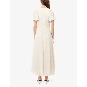 ME+EM V-neck Flared Lace Maxi Dress