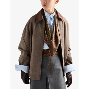 Prada Houndstooth Relaxed-fit Wool Jacket