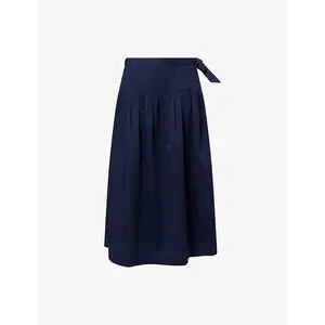 DAMSON MADDER Shirred Cotton Midi Skirt