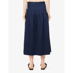 DAMSON MADDER Shirred Cotton Midi Skirt