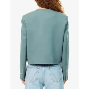 BLAZÉ MILANO Shamo Bolero Cropped Wool-blend Jacket - Aqua