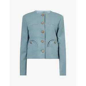 BLAZÉ MILANO Cropped Wool-blend Jacket - Aqua
