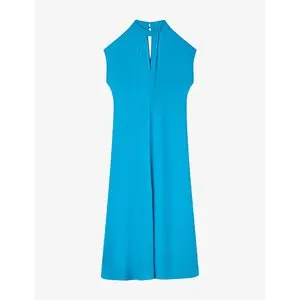 Whistles Twist-neck Crepe Midi Dress
