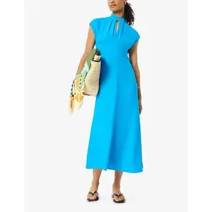Whistles Twist-neck Crepe Midi Dress