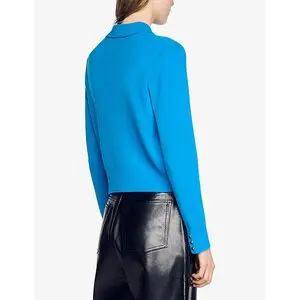 Sandro Button-embellished Patch-pocket Wool-blend Cardigan