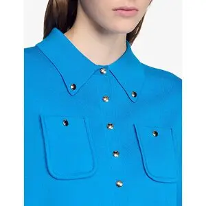 Sandro Button-embellished Patch-pocket Wool-blend Cardigan