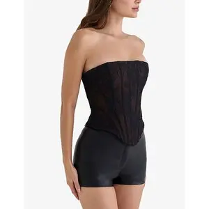 House Of Cb Mira Longline Strapless Woven Corset Top