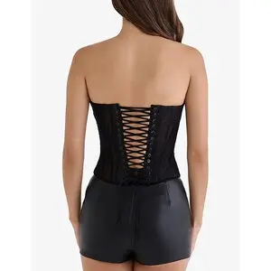 House Of Cb Mira Longline Strapless Woven Corset Top