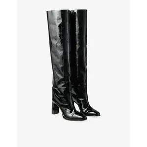 JIMMY CHOO Caly 85 Shiny Eel-embossed Leather Knee-high Boots