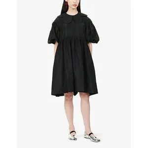 Simone Rocha Collared Puff-sleeve Satin Midi Dress