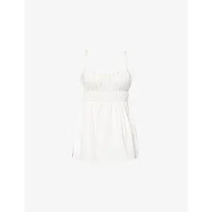 Dissh Zahara Ruched Cotton-poplin Top - White