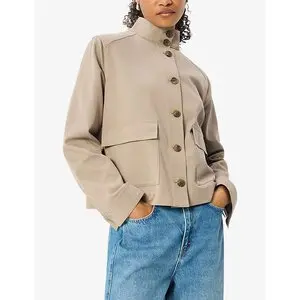 Whistles Relaxed Fit Cotton-blend Funnel Neck Jacket