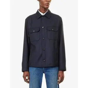 Corneliani Travel Pointed-collar Virgin-wool Overshirt